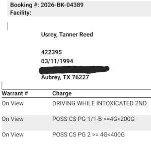 Texas Artist Tanner Usrey Arrested for DWI, Felony Possession - Saving ...